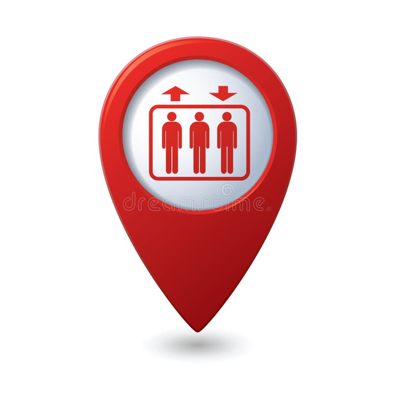 Elevator Icon on the Map Pointer Stock Vector - Illustration of circle ...