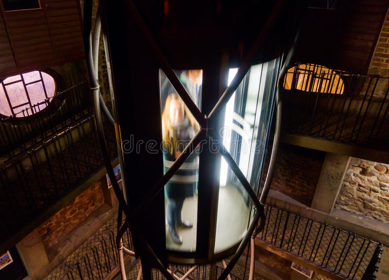 Elevator Inside of Prague Astronomical Clock Tower Stock Photo - Image ...