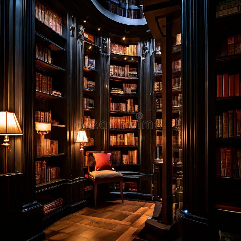 An Elevator Interior Transformed into a Cozy Library with Shel Stock ...
