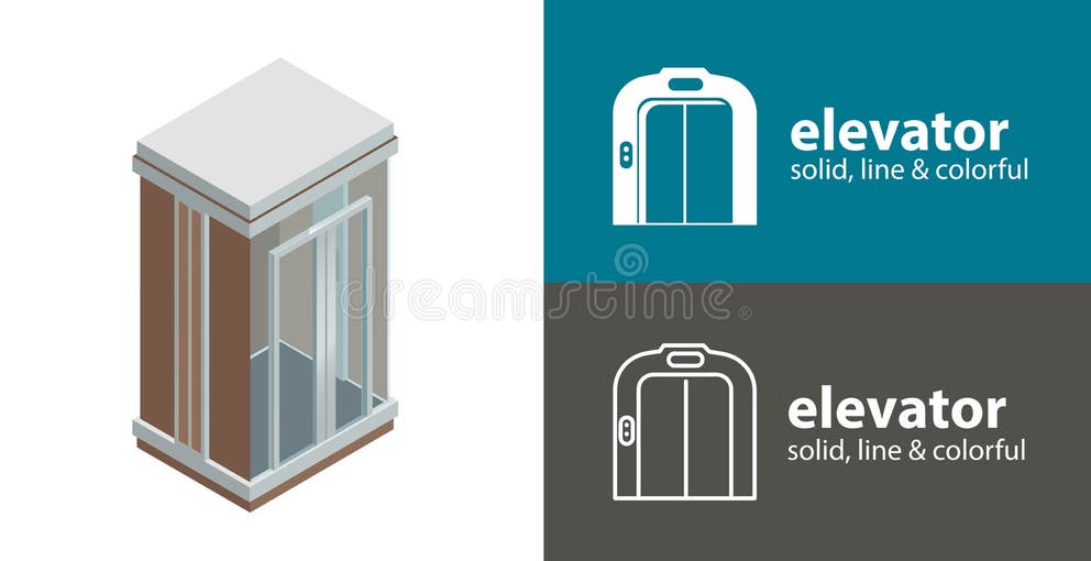 Elevator Vector Flat Icon. Elevator Line Solid Design Element Stock ...
