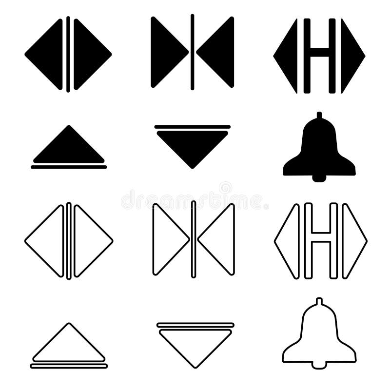 Elevator or Lift Buttons Icon Up Down Open Close Hold and Emergency ...