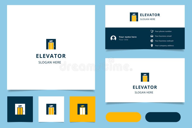 Elevator Logo Design with Editable Slogan. Branding Book and Business ...
