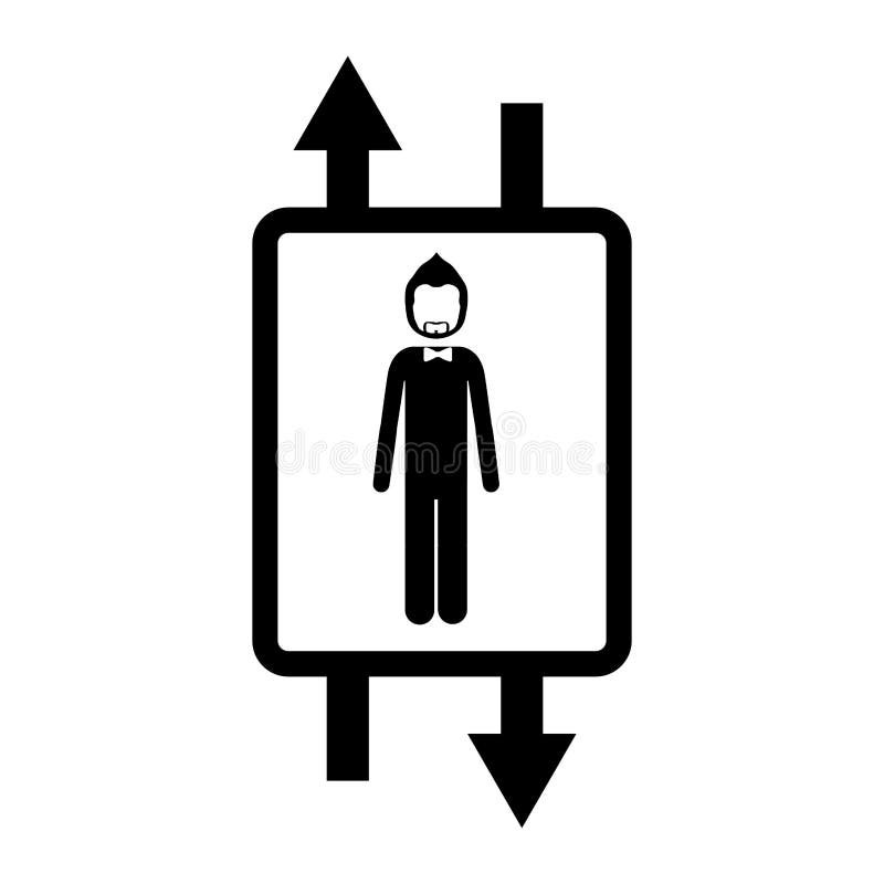 Elevator with Man Inside Icon Stock Illustration - Illustration of ...