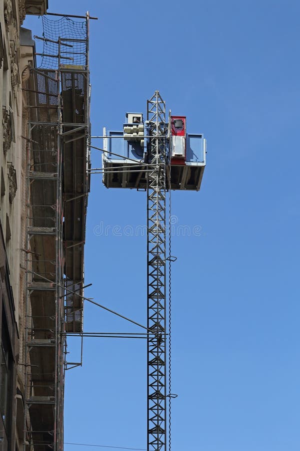 Elevator for Material Handling at Construction Site Stock Image - Image ...