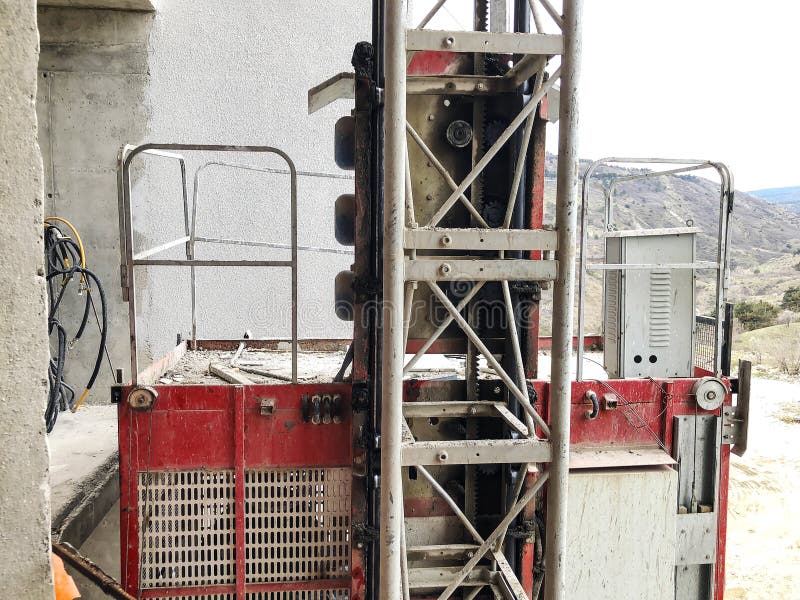 Elevator for Material Handling at Construction Site Stock Image - Image ...