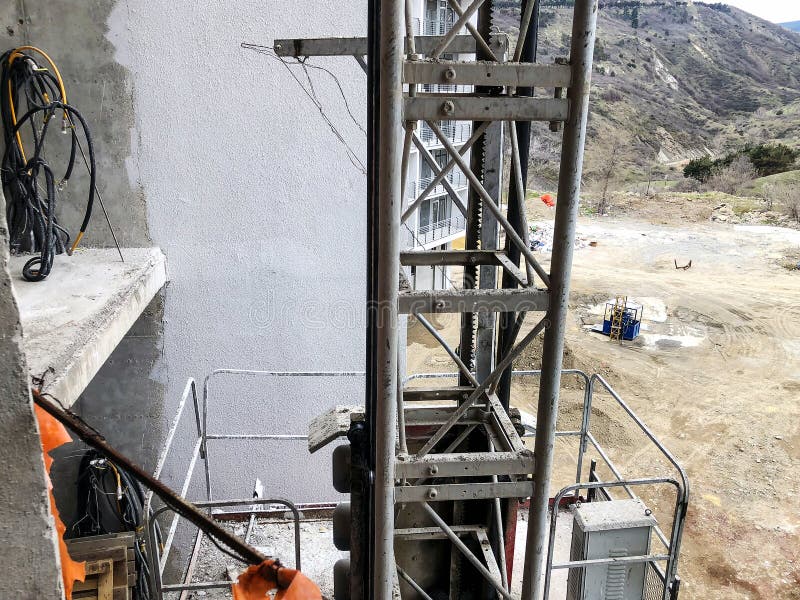 Iron Elevator for Material Handling at Construction Site Stock Image ...