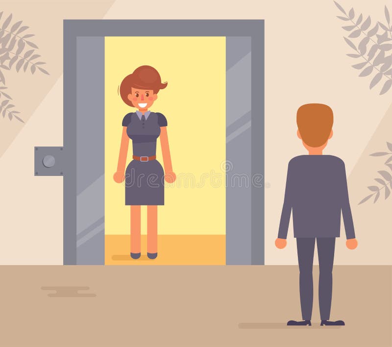 Elevator in Office. Vector. Cartoon. Stock Vector - Illustration of ...