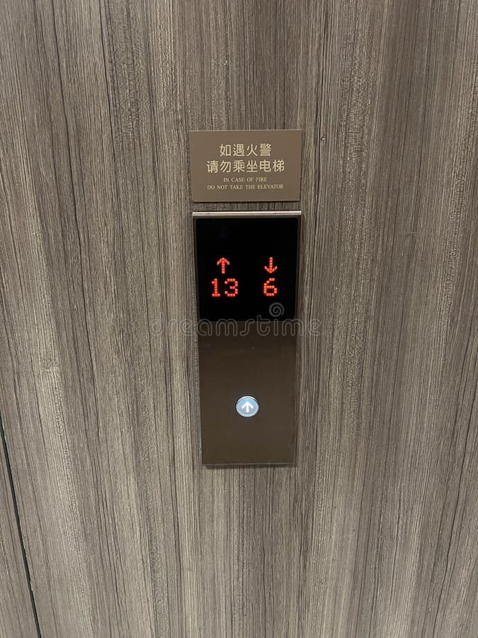 Elevator Outgoing Call Button and Fire Identification Stock Image ...