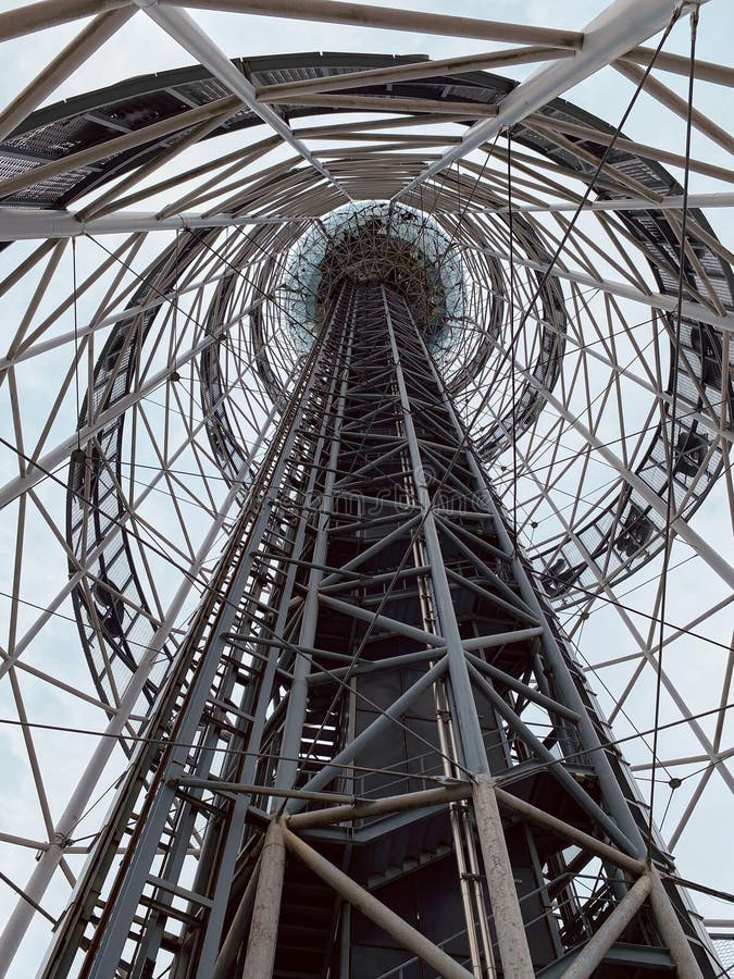 An Elevator with Passengers Rises Up in a Steel Tower Stock Image - Image of passengers, shaft ...