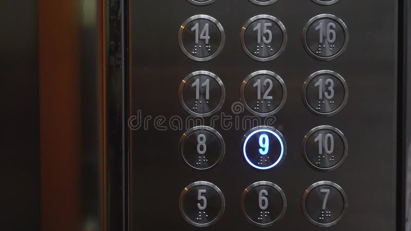 Elevator. People Go Up in the Elevator and Press the Button Stock ...