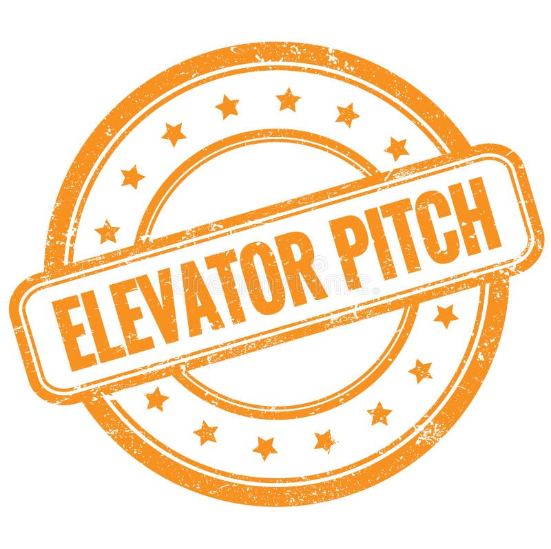 ELEVATOR PITCH Text on Orange Grungy Round Rubber Stamp Stock ...