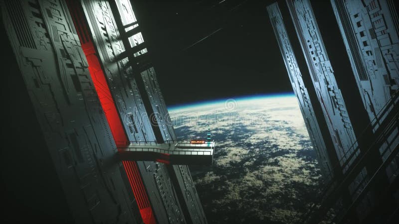 Elevator Ramp on a Space Station in Earths Orbit Stock Video - Video of ...