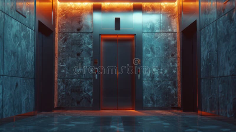 Elevator with Red Light in Building, Suitable for Architectural ...