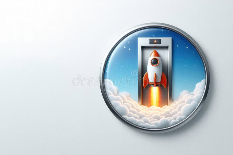 Elevator-rocket Rising in the Clouds. Space for Text. Stock Photo ...