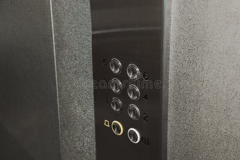 Elevator`s Panel with Call Buttons in Cabin, Closeup Stock Photo ...