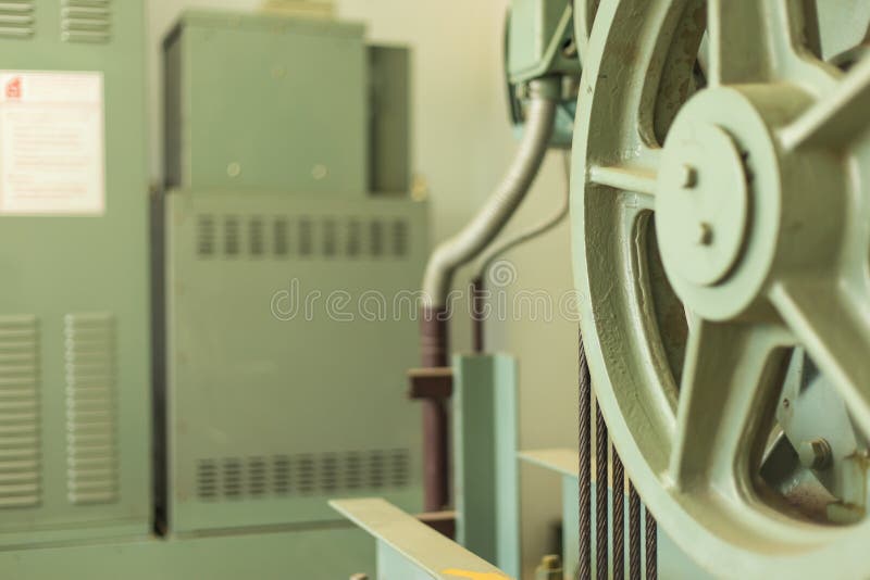 Elevator Shaft Maintenance. Cable Control Stock Image - Image of lift ...