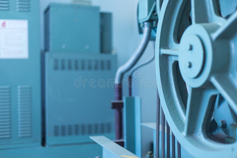 Elevator Shaft Maintenance. Cable Control Stock Photo - Image of ...