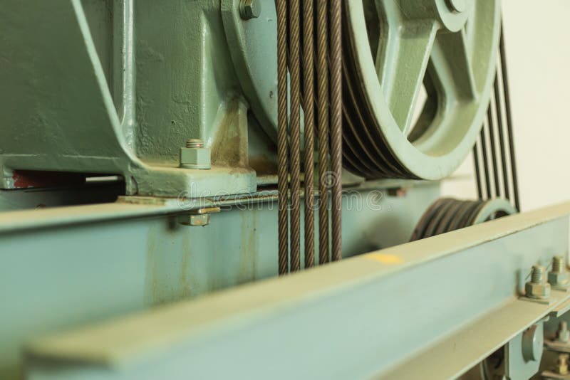 Elevator Shaft Maintenance. Cable Control Stock Photo - Image of ...