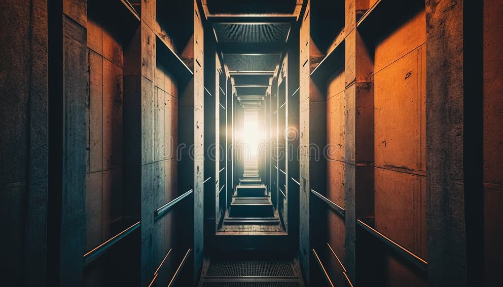 Elevator Shaft: a View Looking Up from the Bottom of a Lift Shaft ...