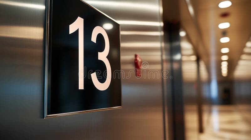 Elevator Sign Displaying the Number 13 Stock Image - Image of caution ...