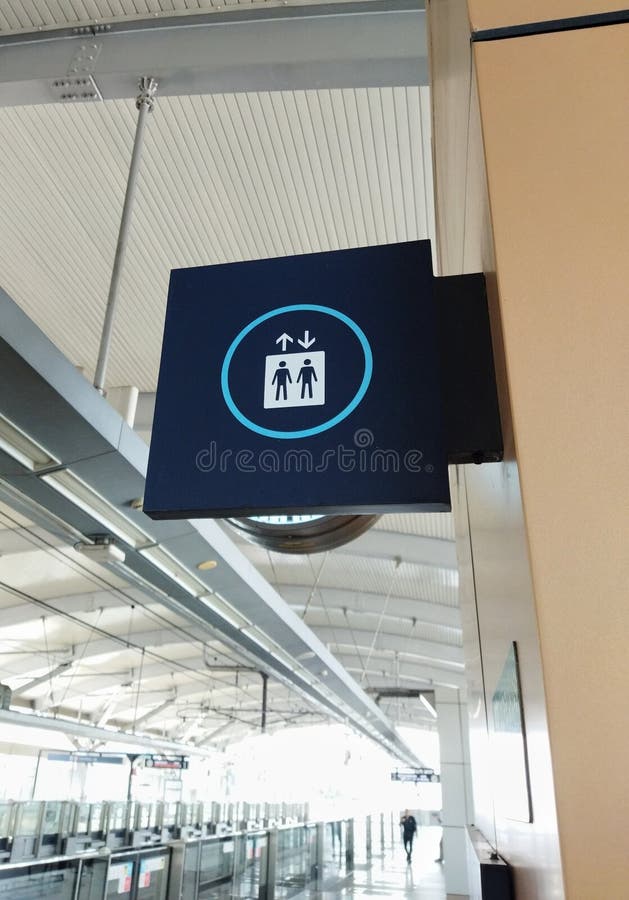 Elevator Sign at MRT Station in Jakarta Stock Image - Image of facade ...