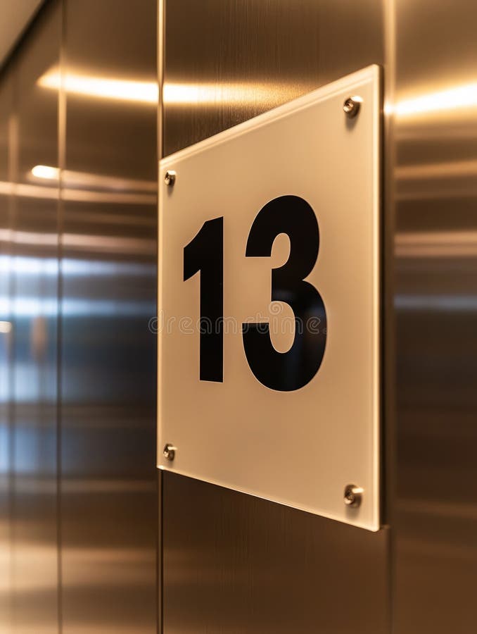 Elevator Sign with the Number Thirteen. Stock Image - Image of modern ...