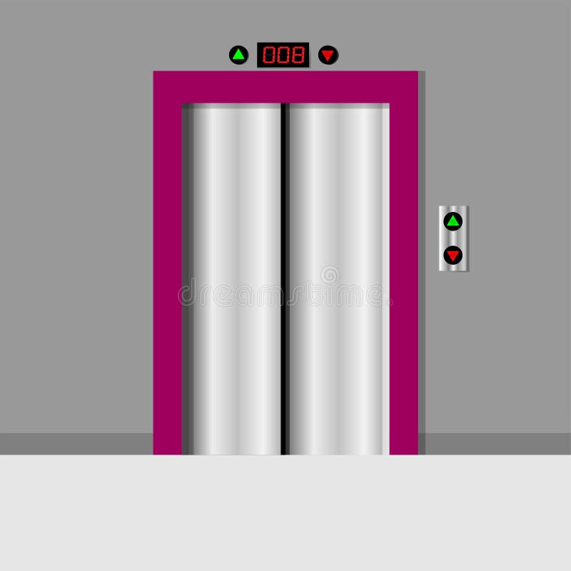 Elevator Stainless Doors Close Stock Vector - Illustration of waiting ...