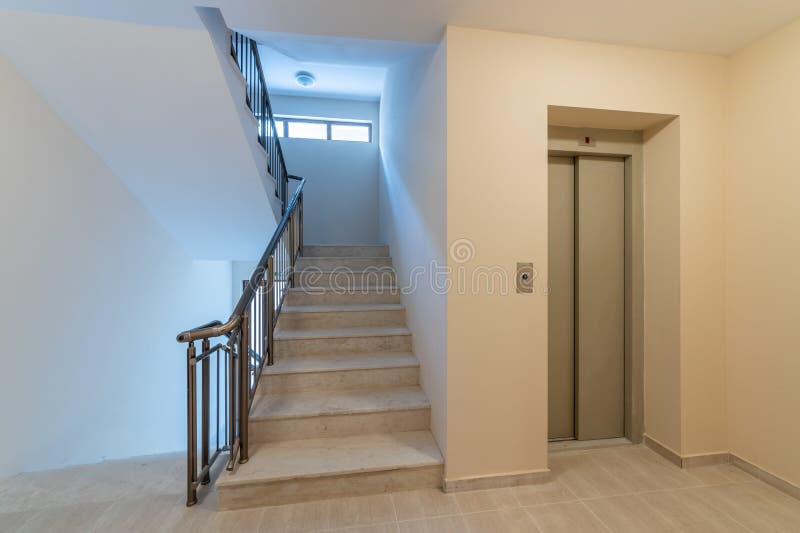 Elevator and Stairs in a Modern Building Stock Photo - Image of lift ...