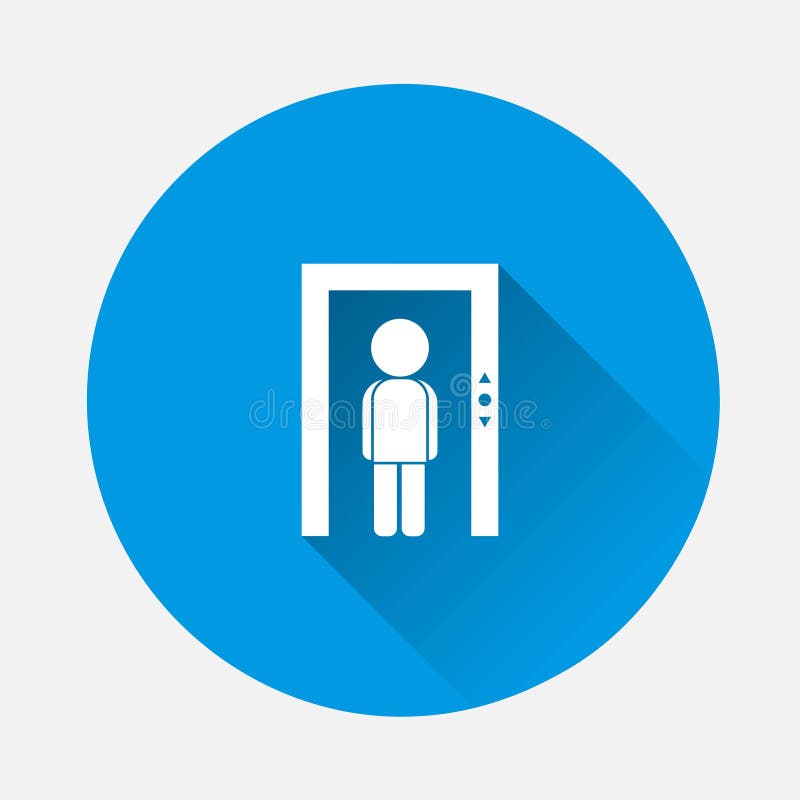 Elevator Vector Icon on Blue Background. Flat Image with Long Shadow ...