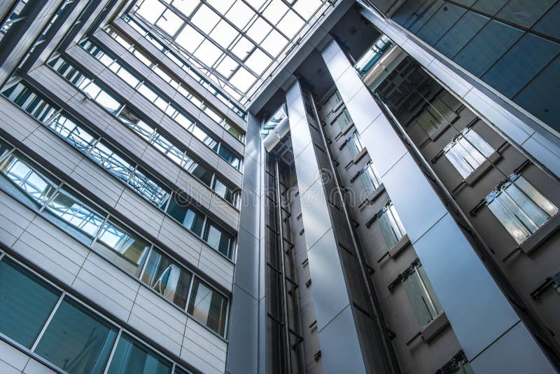 Elevators Lifts in Modern Business Center Stock Image - Image of ...
