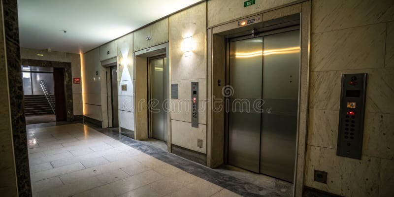 Elevators Located in a Modern Building Corridor during the Day with ...