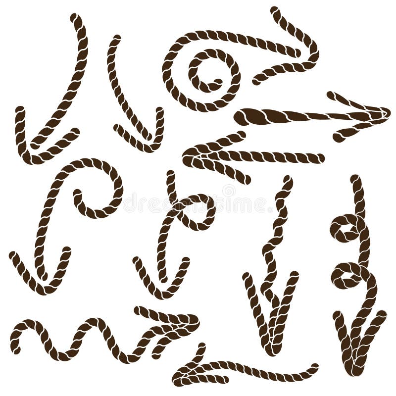 Eleven Brown Arrows from the Rope. Stock Vector - Illustration of ...