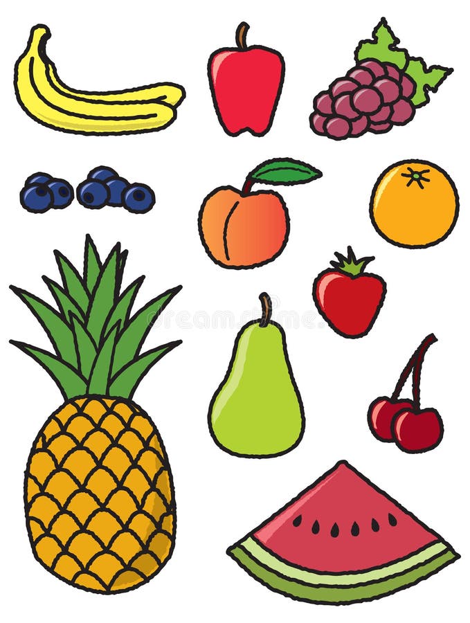 Eleven Common Fruits stock vector. Illustration of cartoon - 23888151
