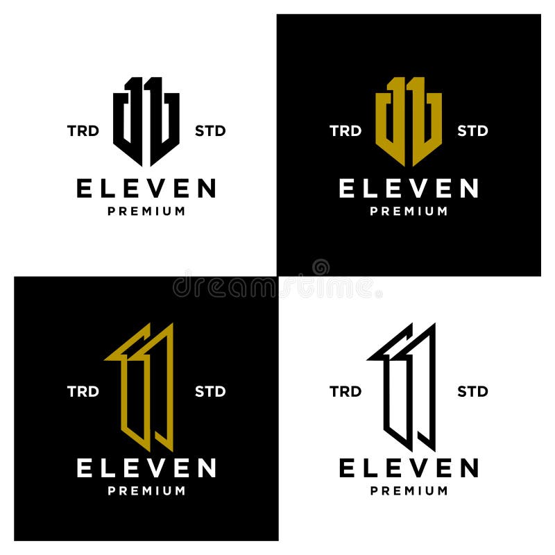 Eleven Initial Number 11 Icon Design Logo Minimal Set Collection Stock ...