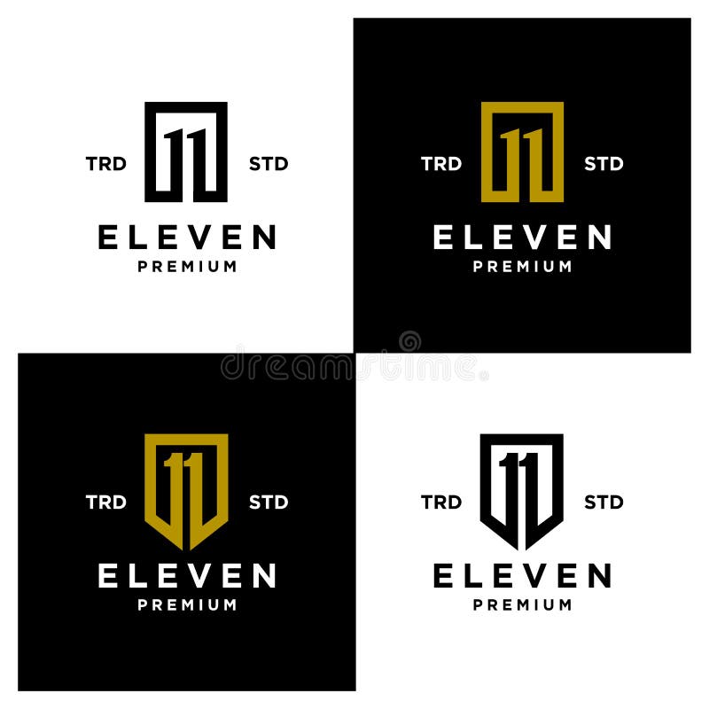 Eleven Initial Number 11 Icon Design Logo Minimal Set Collection Stock ...
