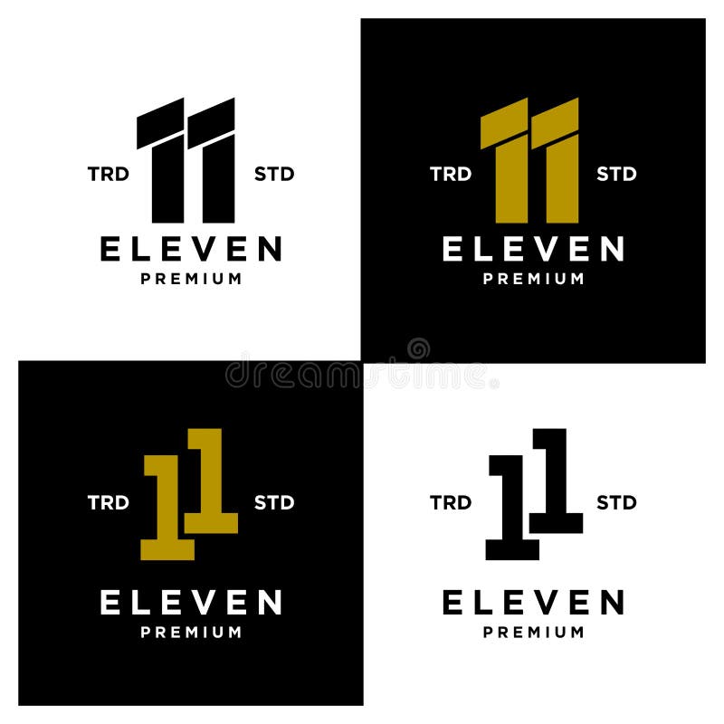 Eleven Initial Number 11 Icon Design Logo Minimal Set Collection Stock ...