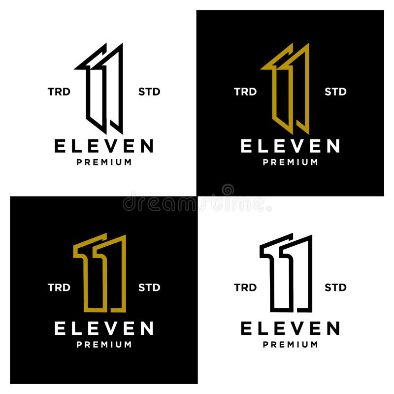 Eleven Initial Number 11 Icon Design Logo Minimal Set Collection Stock ...