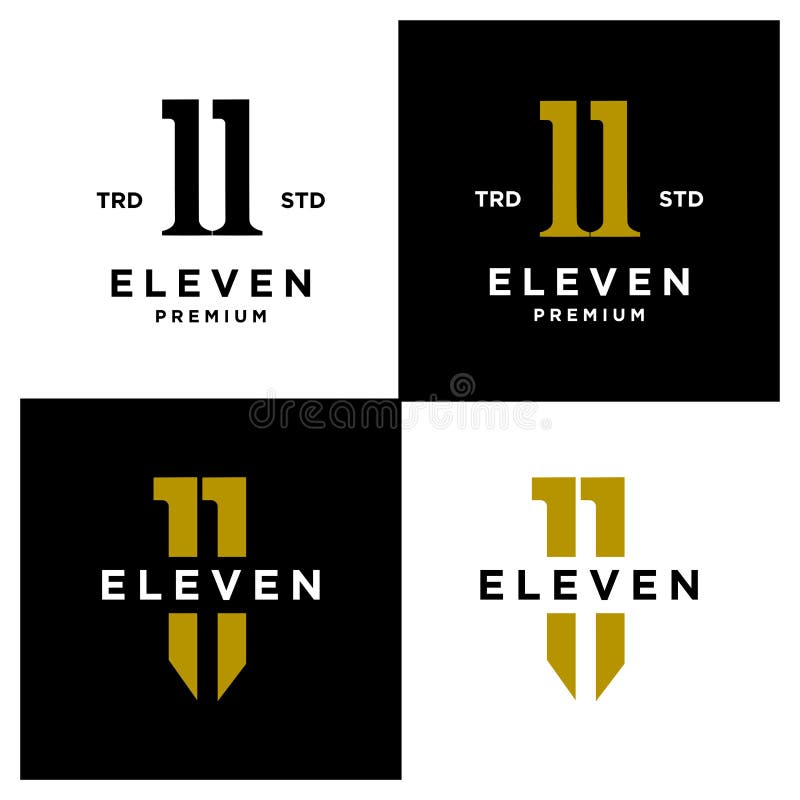 Eleven Initial Number 11 Icon Design Logo Minimal Set Collection Stock ...
