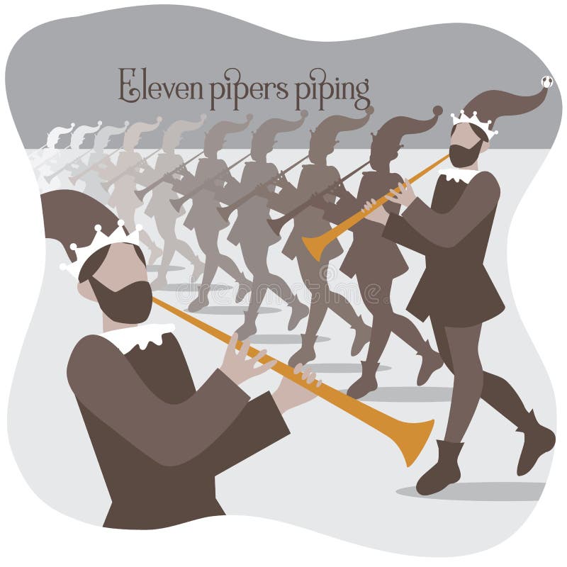 12 Days of Christmas: 11 Pipers Piping Stock Illustration ...
