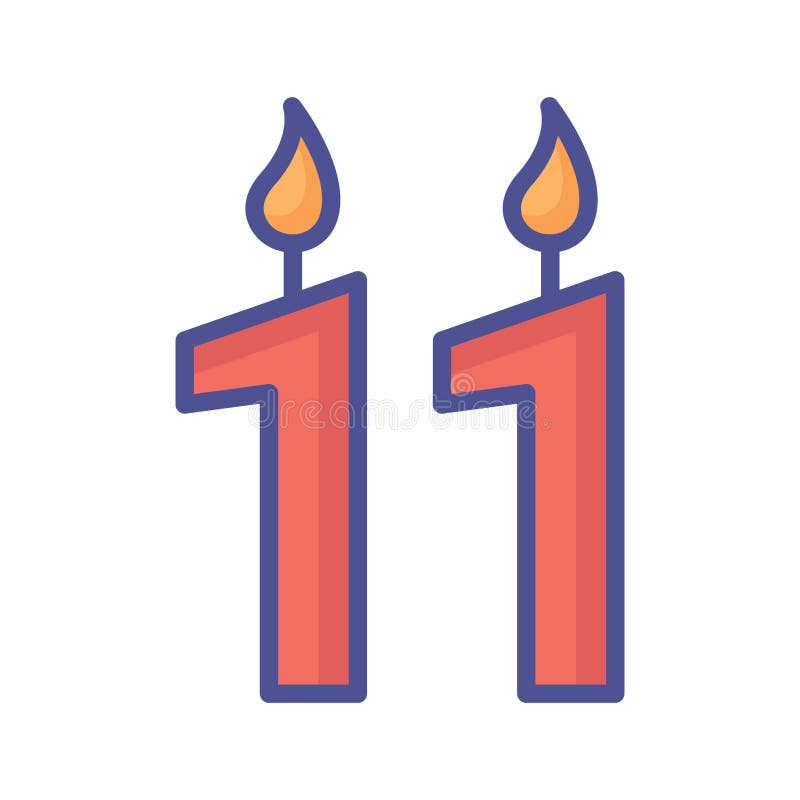 Eleven Sign with Candle Vector Icon Which Can Easily Modify or Edit ...