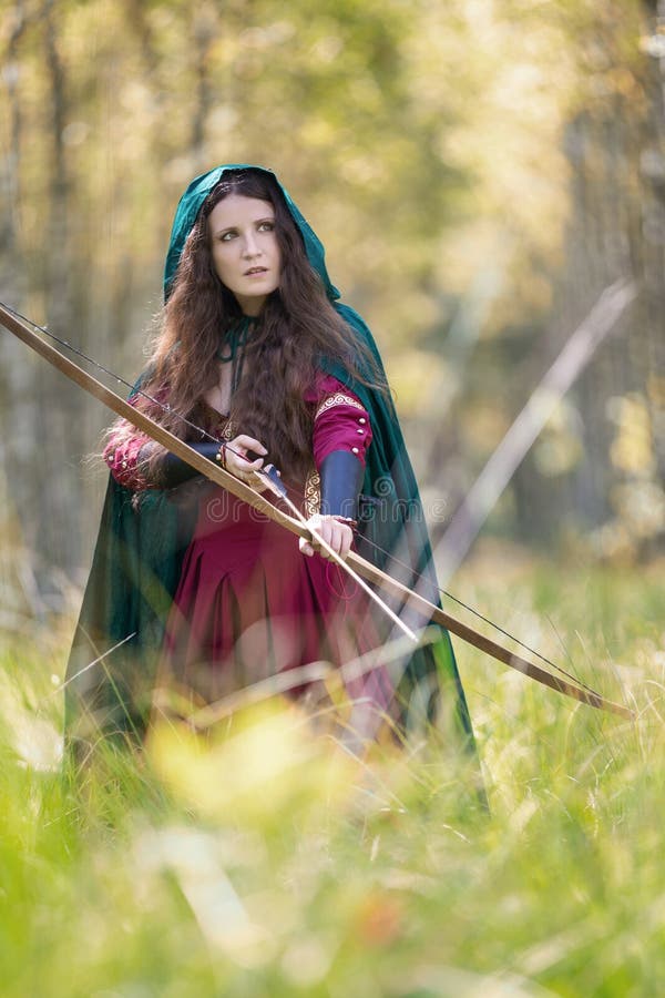 An elf archer with a bow stock image. Image of elven - 163194169