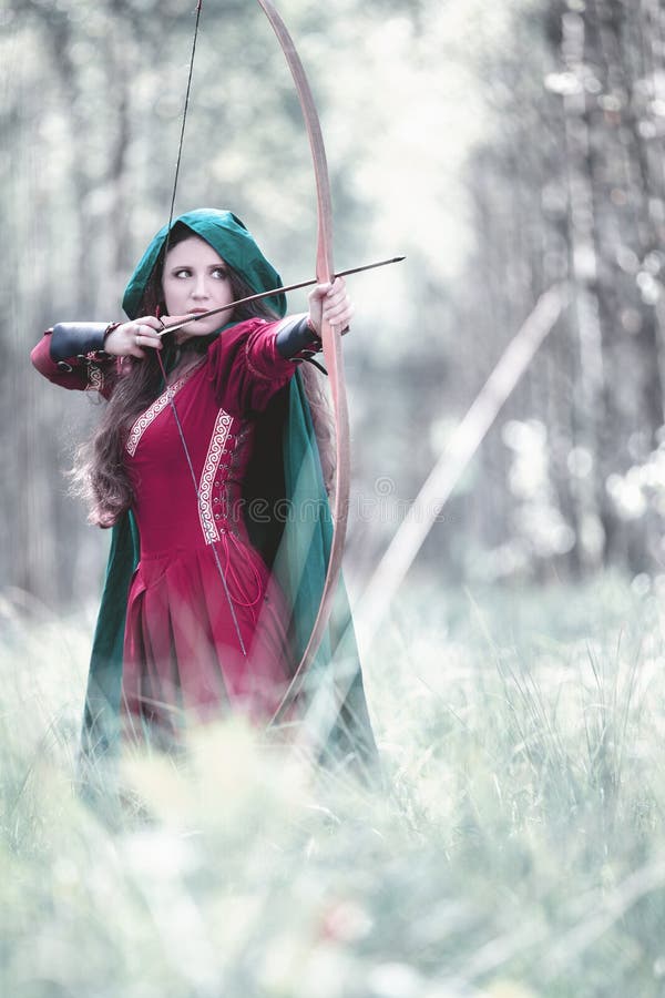 An elf archer with a bow stock photo. Image of woman - 163194012