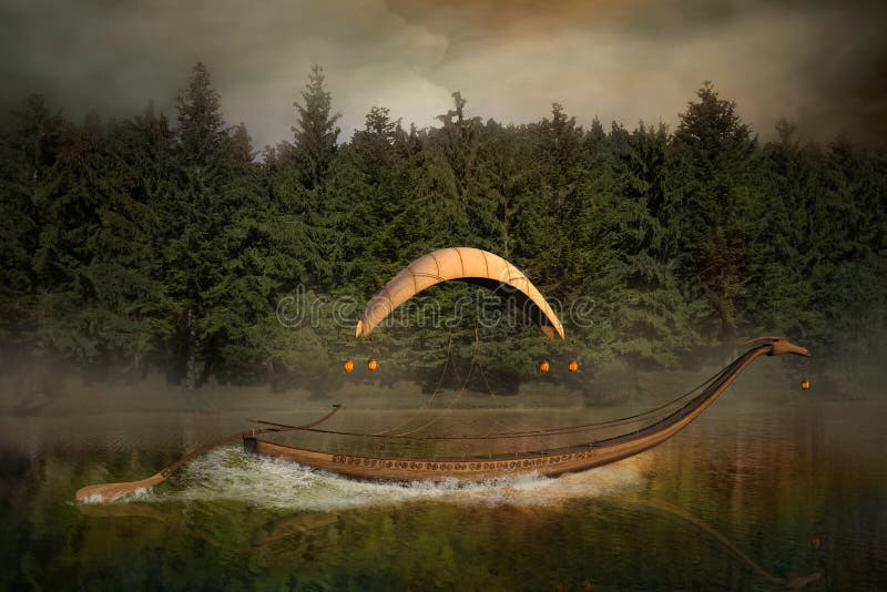 Elf boat stock illustration. Illustration of enchanted - 32720998