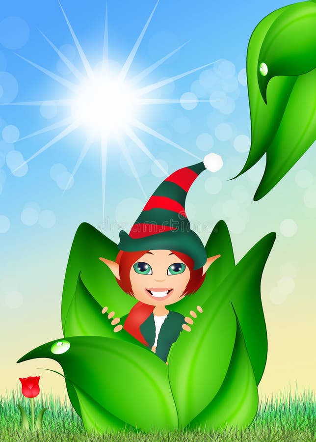 Elf in the bud stock illustration. Illustration of drop - 46715927