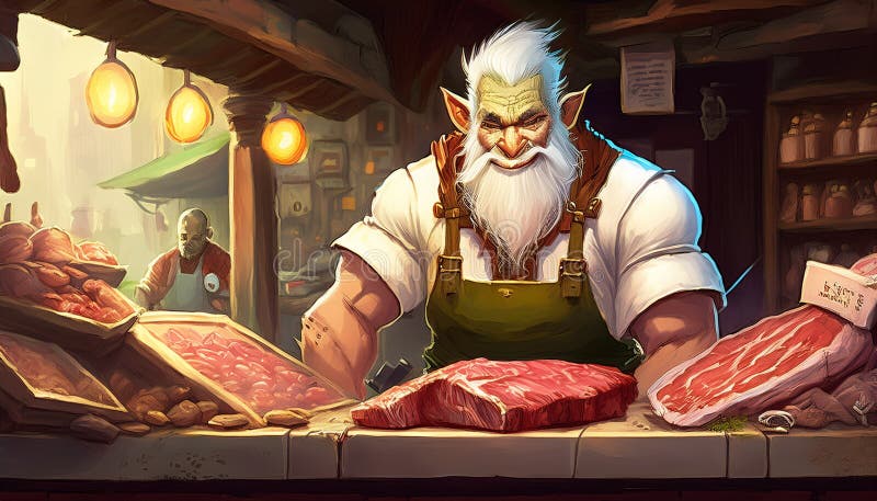 Elf butcher stock illustration. Illustration of games - 369472852