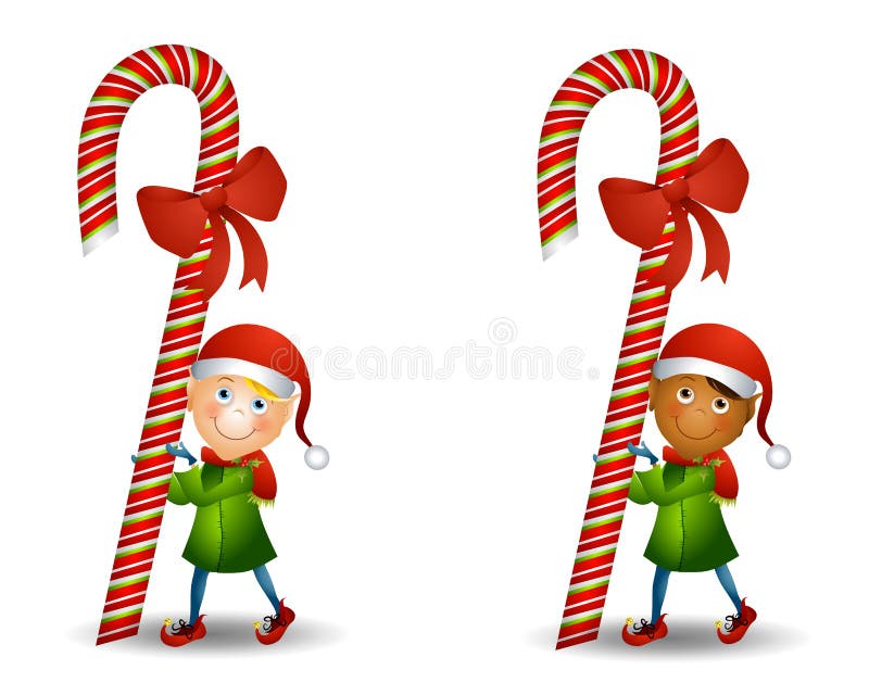 Elf Carrying Candy Cane Stock Illustration Illustration Of Canes 7171817