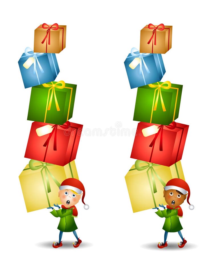 Elf with Stacks of Gifts/eps Stock Vector - Illustration of gnome ...