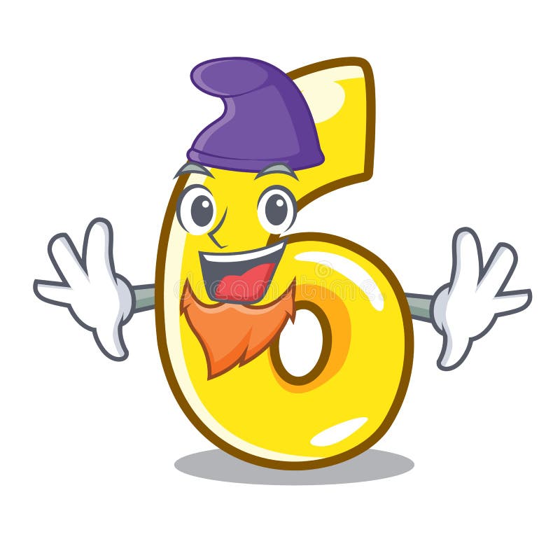 Elf Character Number Six on Brick Wall Stock Vector - Illustration of ...