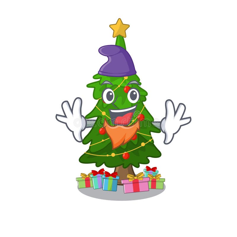 Elf Christmas Tree Cartoon Shape a Character Stock Vector ...