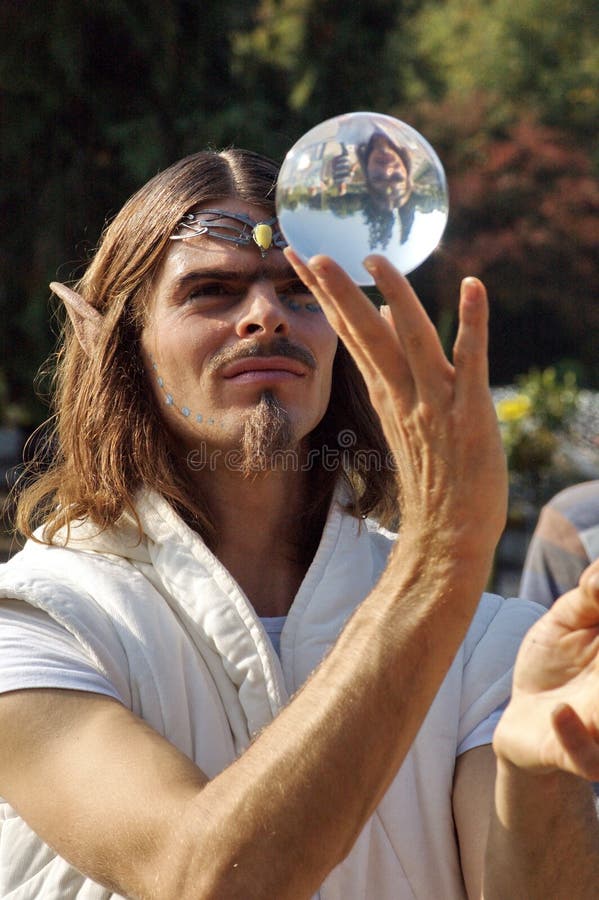 Gypsy Man with Crystal Ball Stock Image - Image of startled, surprised ...
